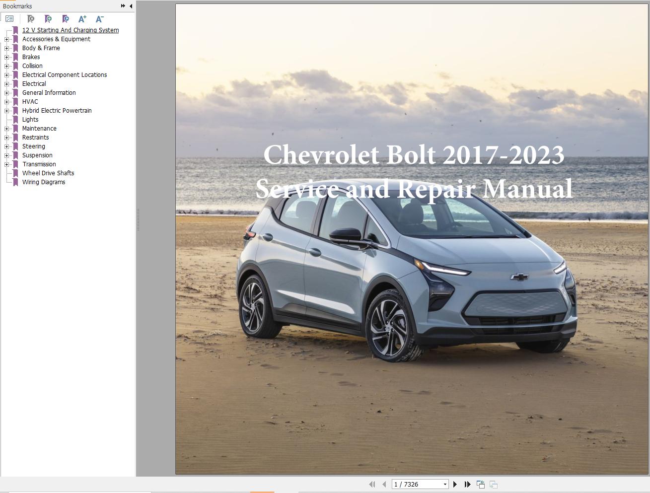 Chevrolet Bolt 2017-2023 Service Repair Manual and Wiring Diagram