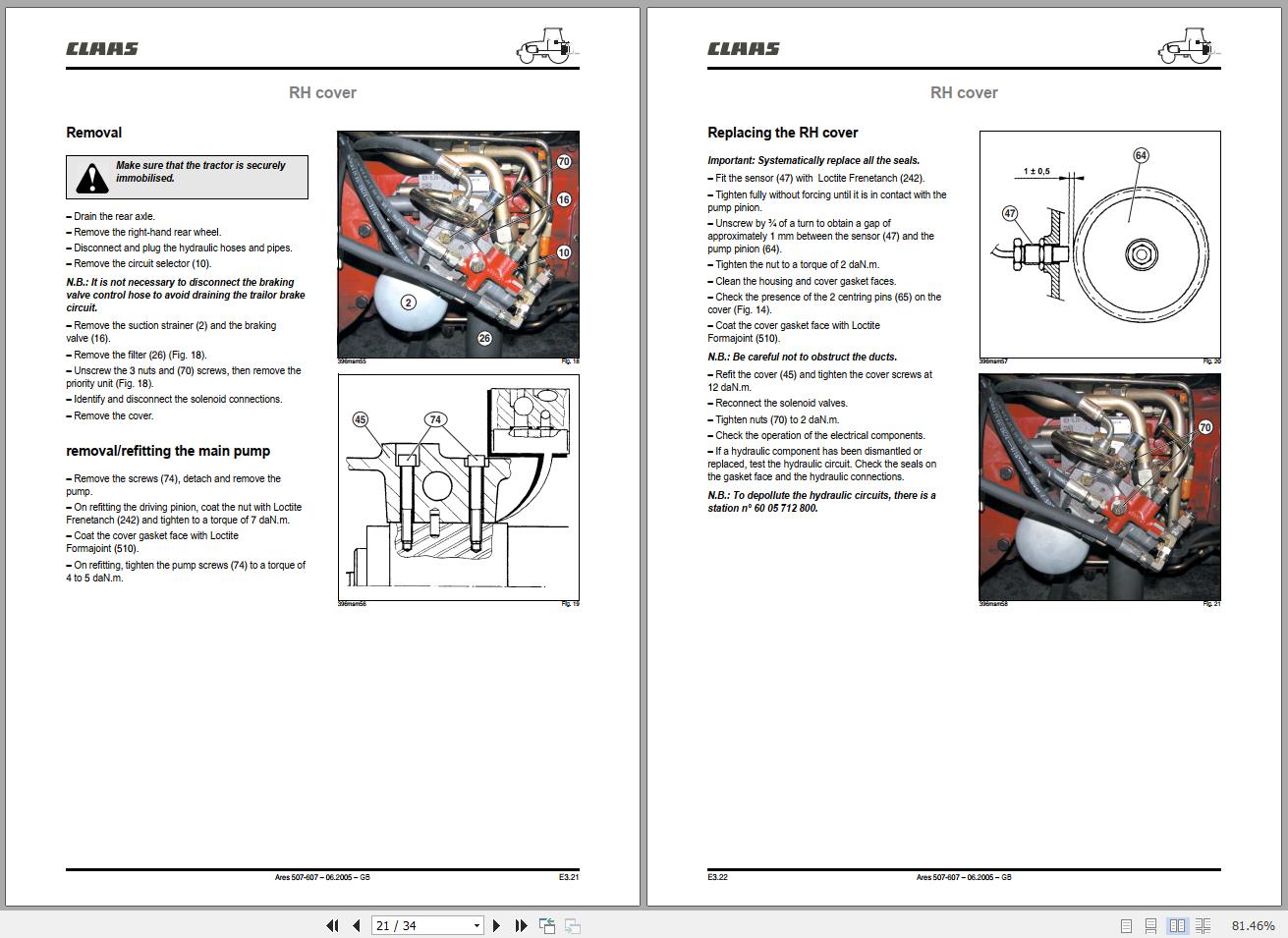 CLAAS ARES 697-617 ATZ A03 Operators Assembly Technical Repair Manual