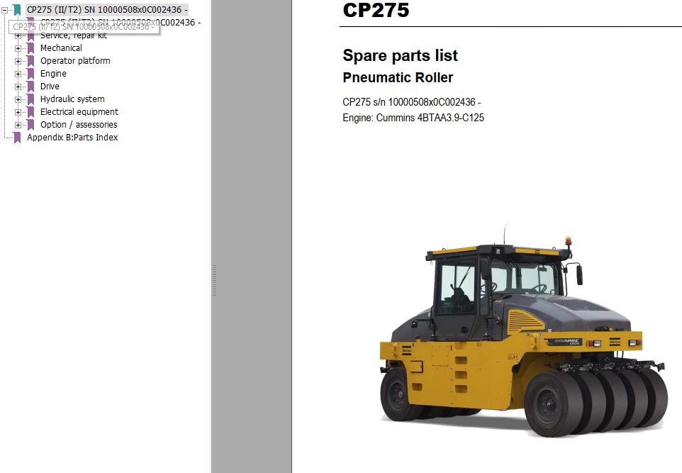 Dynapac CP275 Parts Catalog
