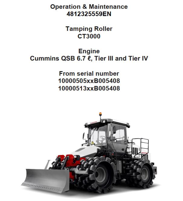 Dynapac CT3000 Parts Catalog Operation and Maintenance Manual