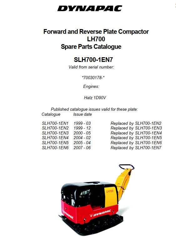 Dynapac LH700 Parts Catalog Operation and Maintenance Manual