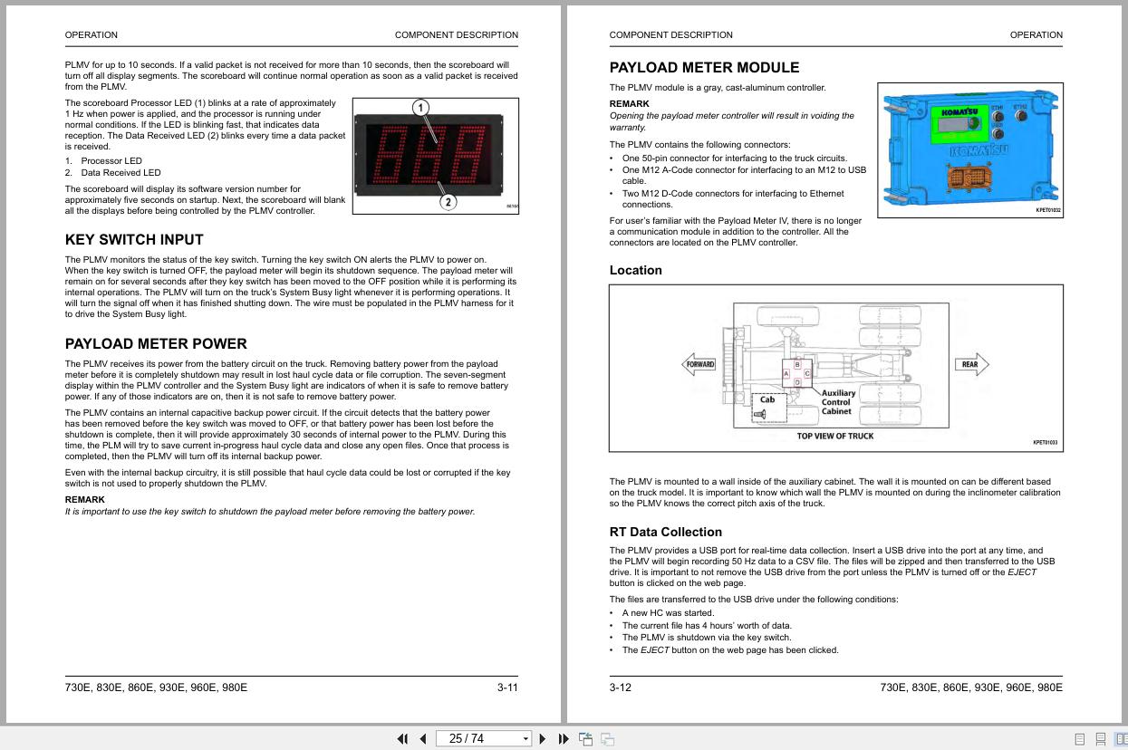 Komatsu Payload Meter V 730E to 980E User Manual CEAM039500