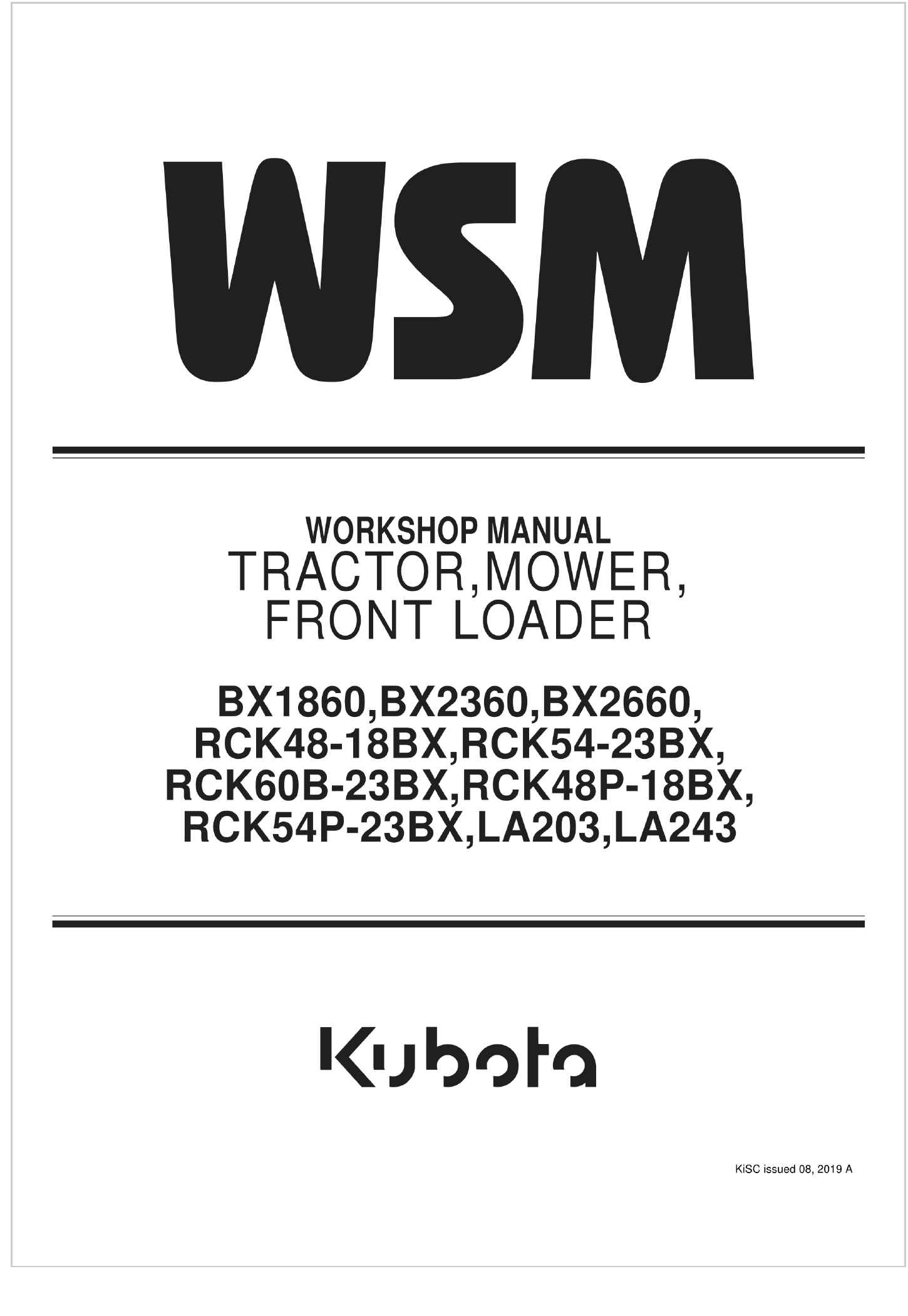 Kubota LA203 Workshop Manual