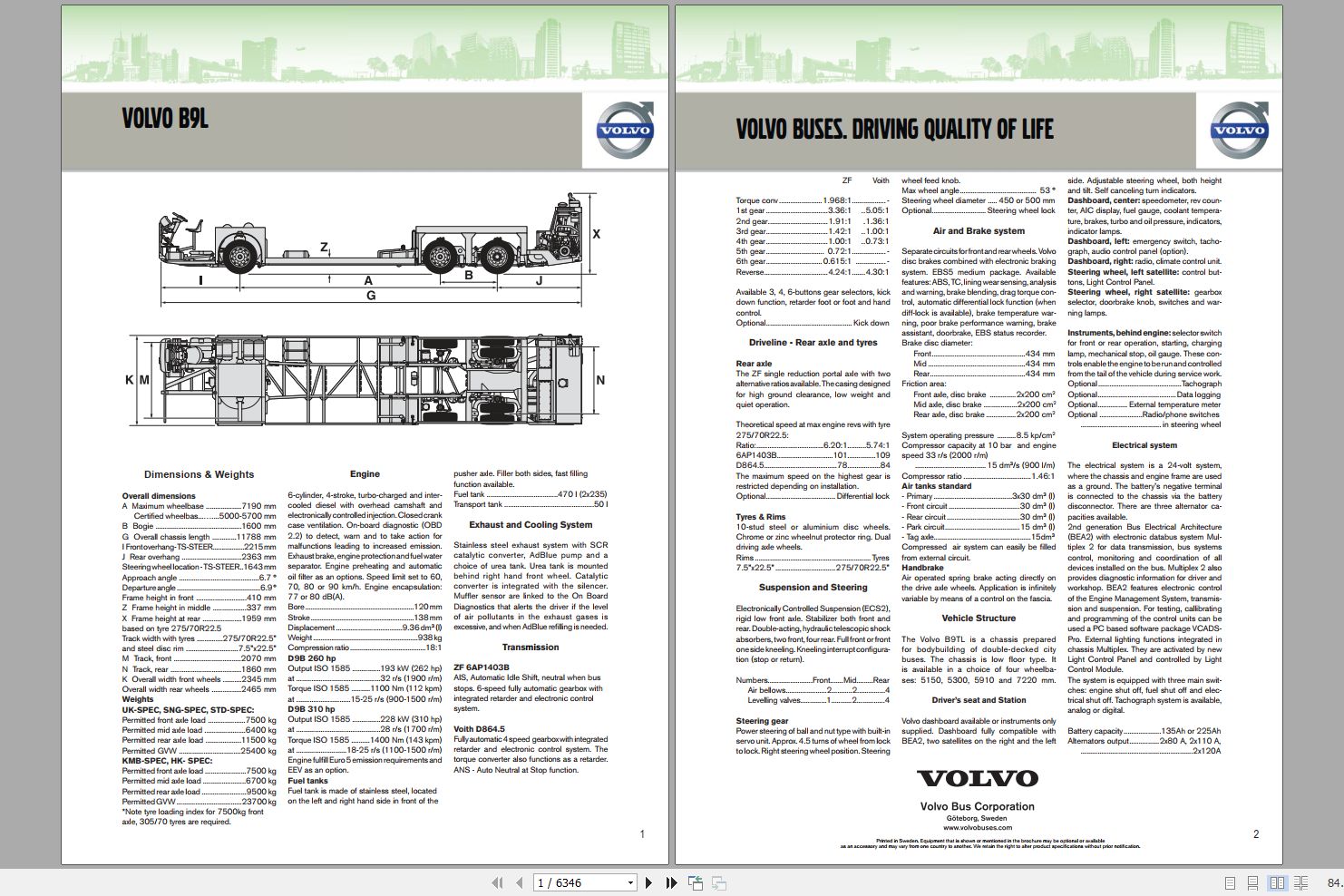Volvo B9M Bus Service Repair Manual