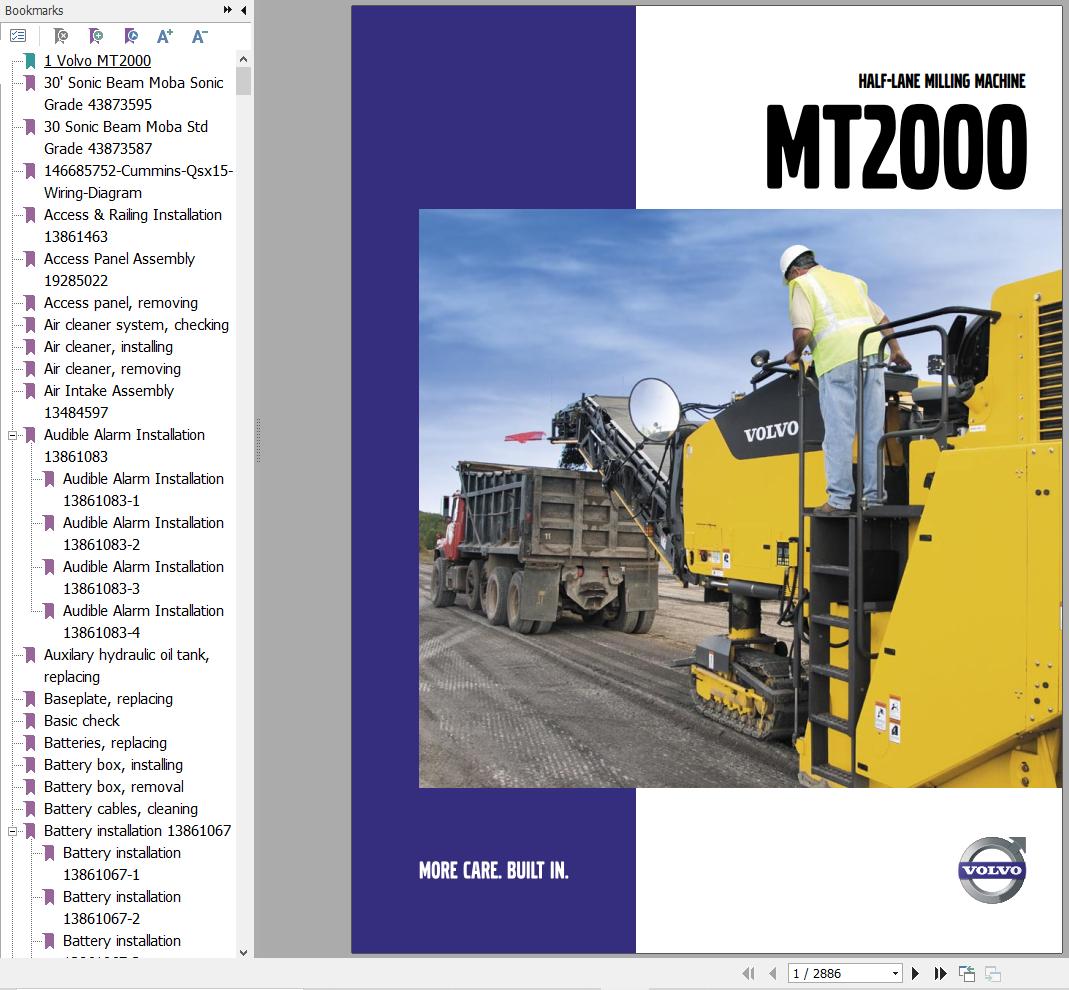 Volvo MT2000 Brochure Milling Machine Parts Service Repair Manual