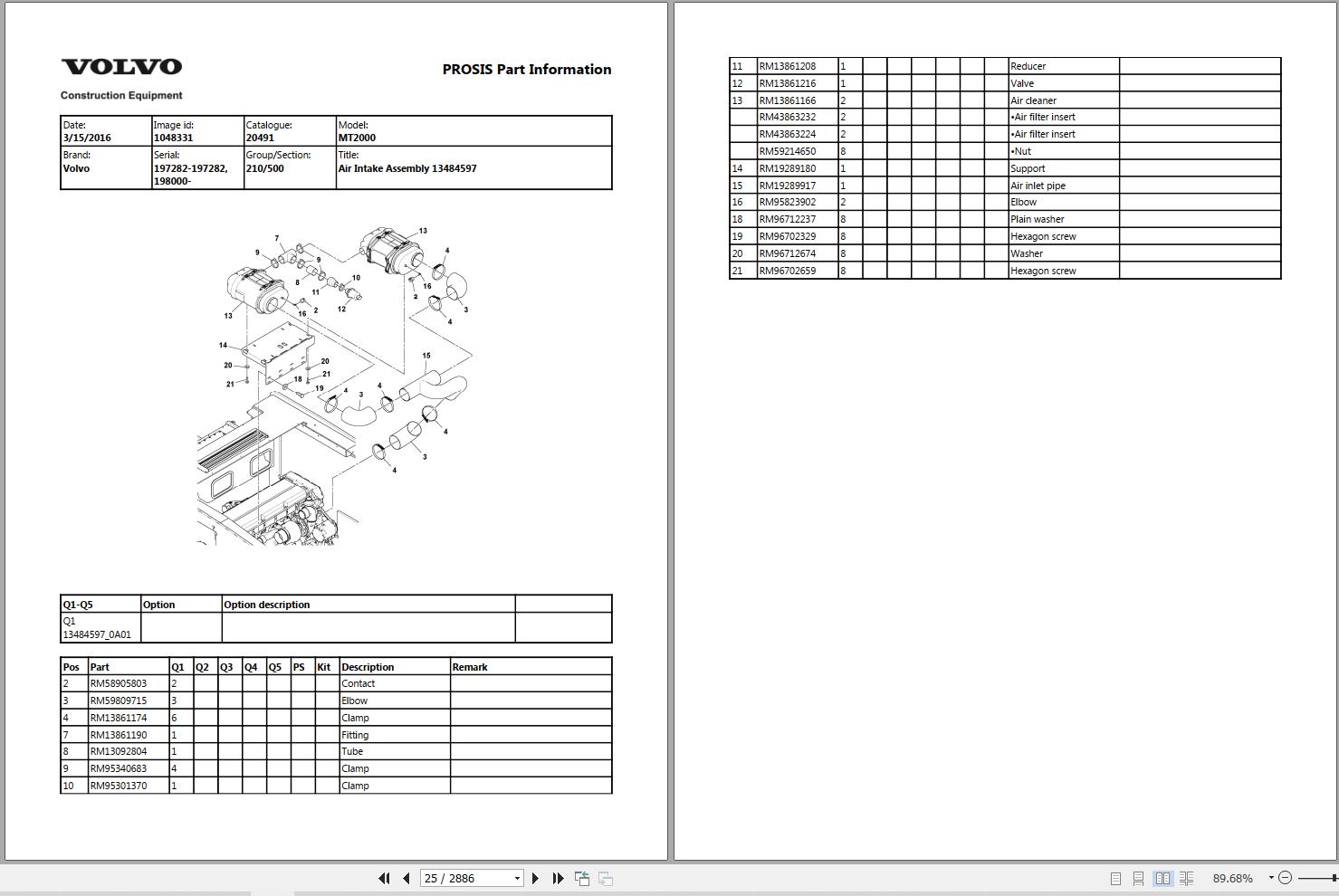 Volvo MT2000 Brochure Milling Machine Parts Service Repair Manual